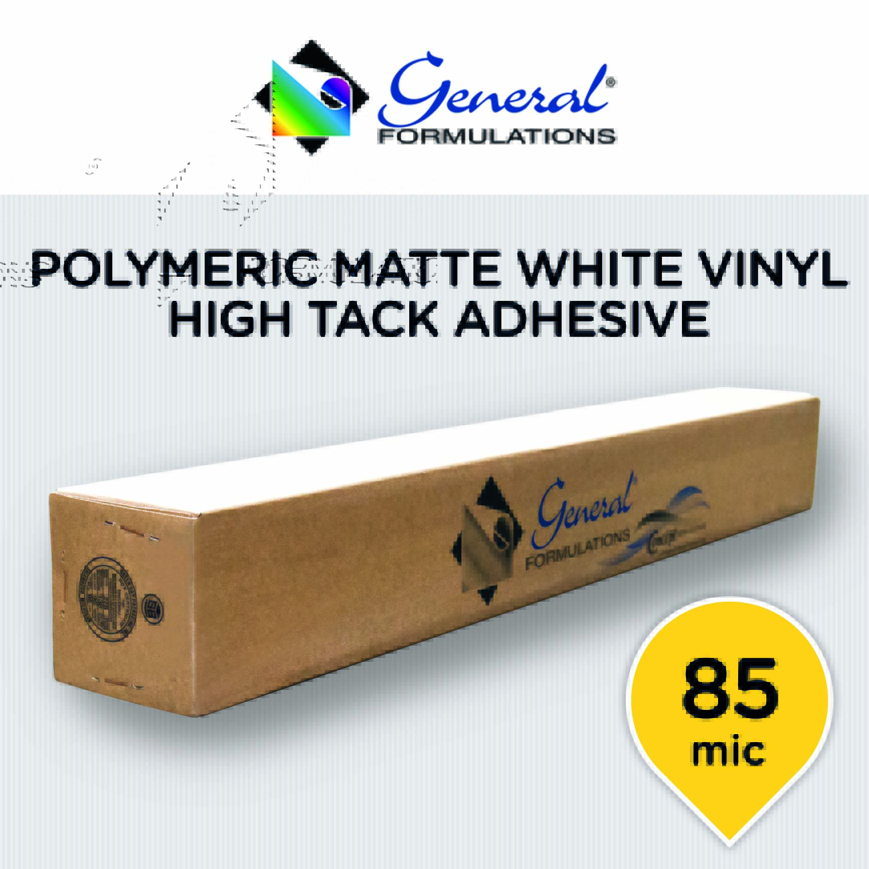 GF 201-HTAP - 85mic Polymeric Matt White Vinyl, Clear Permanent High ...